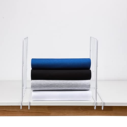 Hiziwimi 4 PCS White Metal Shelf Dividers, Multi-Functional Shelf Separator, Adjustable Clothing Organizer, White Hollow Dividers for Storage, Wood Closet, Kitchen and Office Shelves (White-4pc)