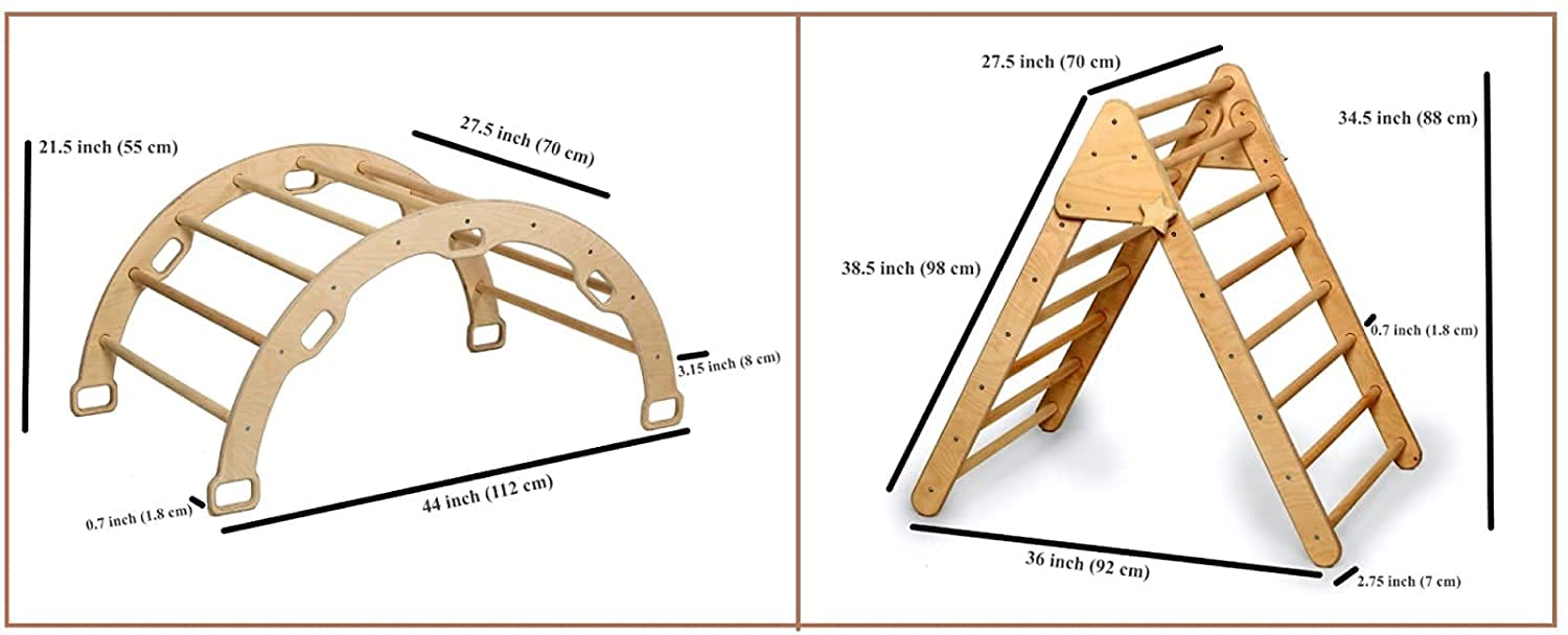Kidodido Climbing Set | Triangle & Arch & Two Ramp Full Set | Montessori Climbing Jungle Set | Climbing Triangle & Arch Set with Two Ramp | Climbing Set for Children's Rooms | Indoor Playground