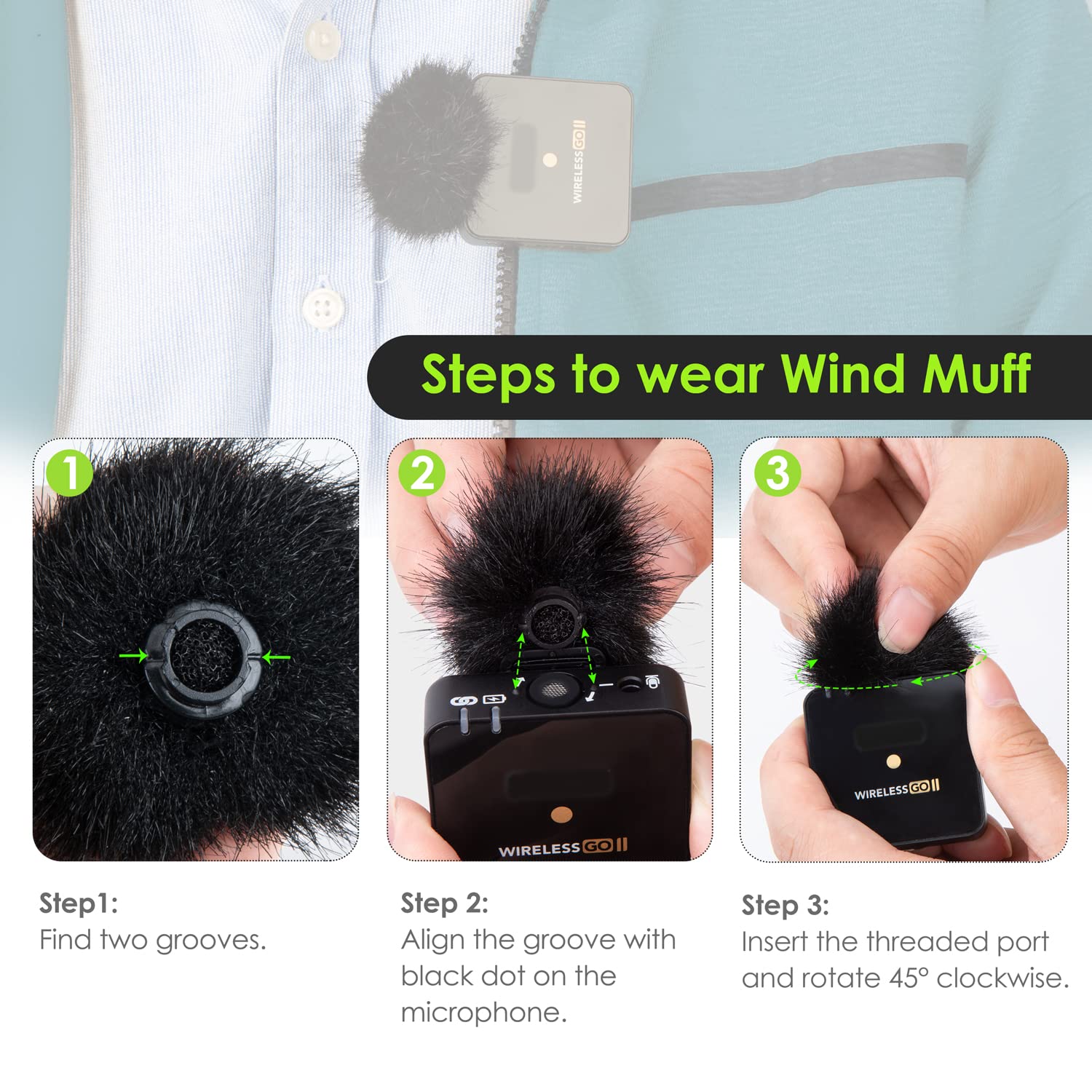 Wireless GO II Interview Microphone Handle, Retractable Wireless go II Handheld Adapter with Wind Muff for RODE Wireless GO II - Rode Go 2 Accessories by YOUSHARES (Metal)