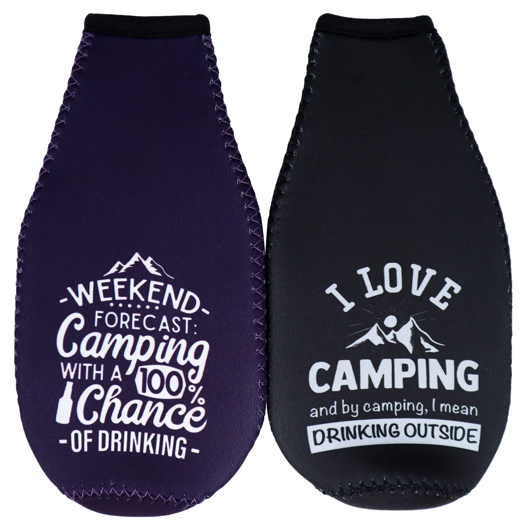 Camping Coolies Gifts for Men - Happy Camper Must Haves, Essential Camping Accessories, Small Useful Gifts for Couples Who Have Everything, 12 oz Bottle Coolies w Zipper,Insulated Bottle Cooler Sleeve
