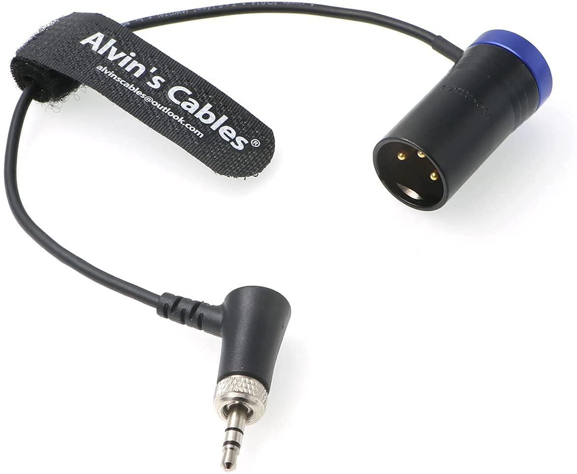 Low-Profile Audio-Cable for Sennheiser-EK-2000 XLR 3-Pin Male to Locking-3.5mm-TRS Right-Angle Balanced Cable for Sound Devices 633 688 Zaxcom Zoom Alvin's Cables Blue