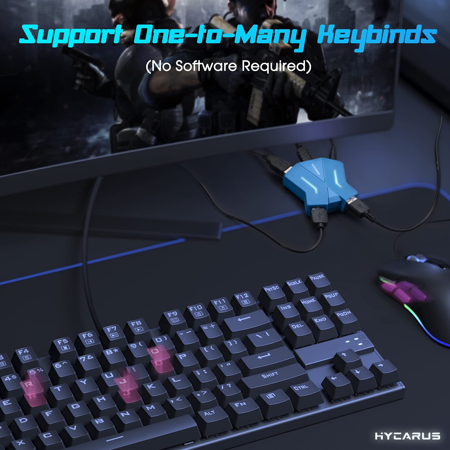 HYCARUS [2022 New Model] Keyboard and Mouse Adapter for Nintendo Switch/Xbox One/ PS4/ PS3, PS4 Keyboard Adapter & Xbox Keyboard Adapter. Perfect for Games Like FPS, TPS, RTS, etc. (HC-30050)
