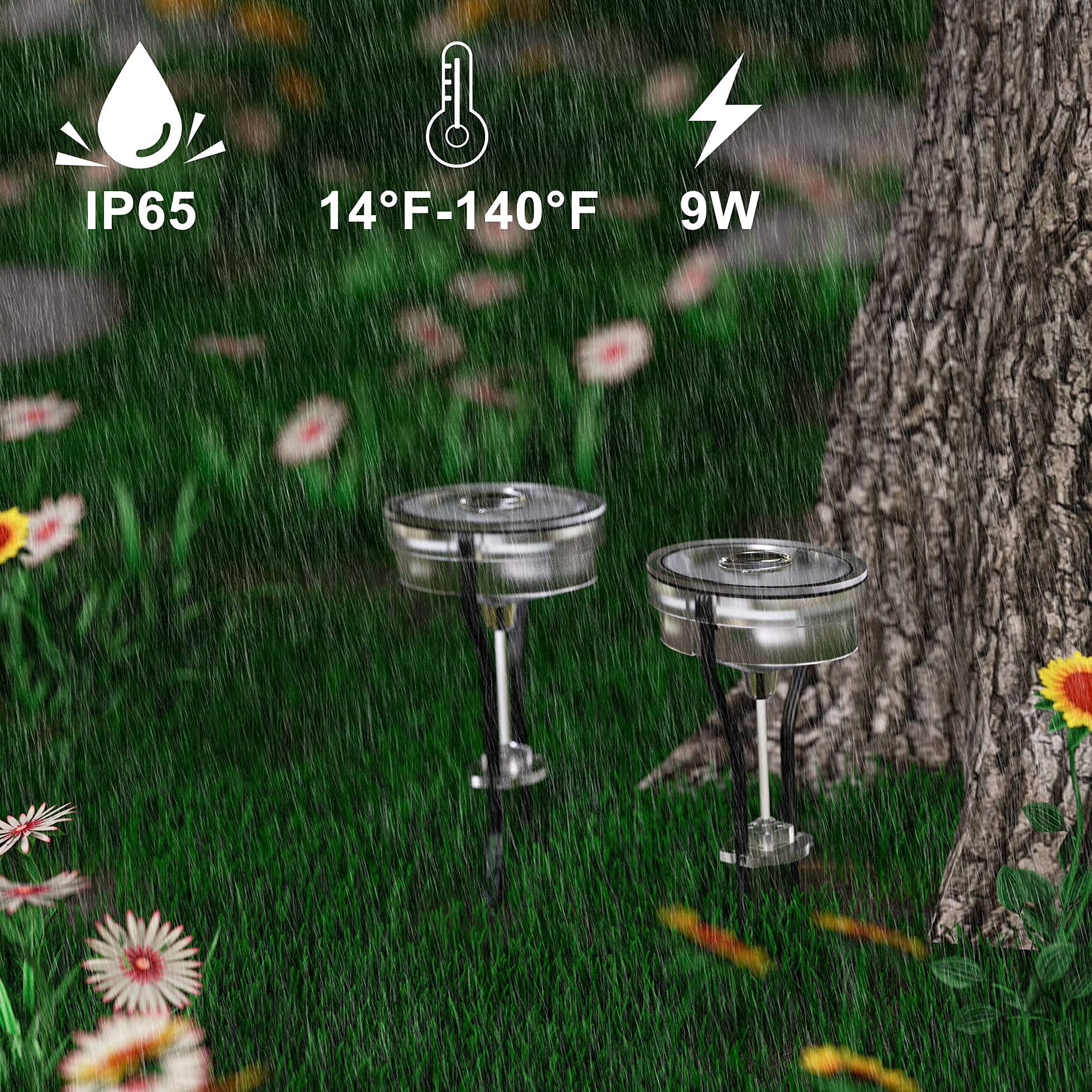 HYDONG Garden Lights Outdoor, 9 LED Bluetooth Control In-Ground Lights, IP65 Waterproof Landscape Lights Pathway Spotlight for Yard Deck Lawn Patio Pathway Walkway (RGB+ Warm White), 2 Pack