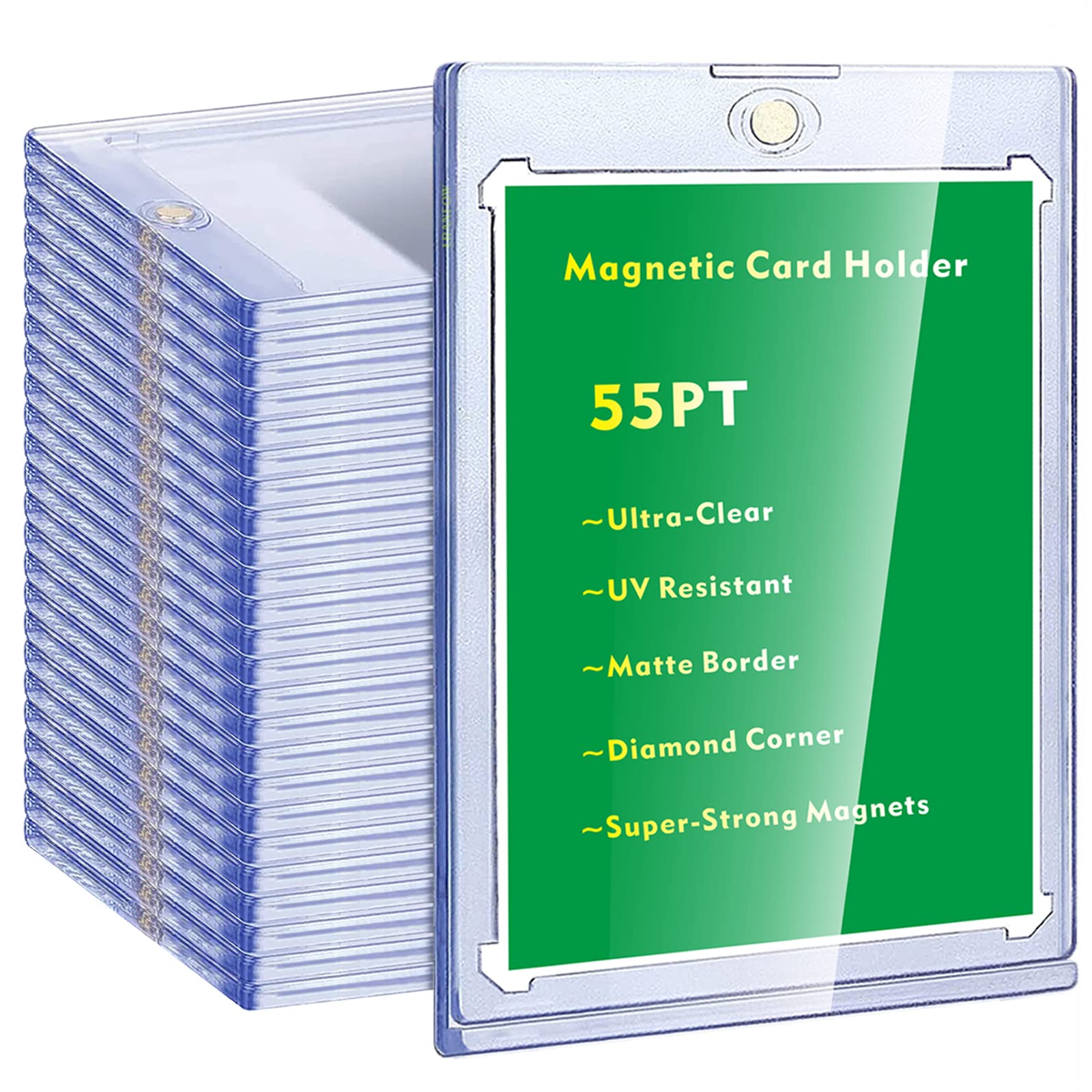LRANFOW 6 Pack 55pt Magnetic Trading Card Holder Hard Card Case with UV Resistant for Cards