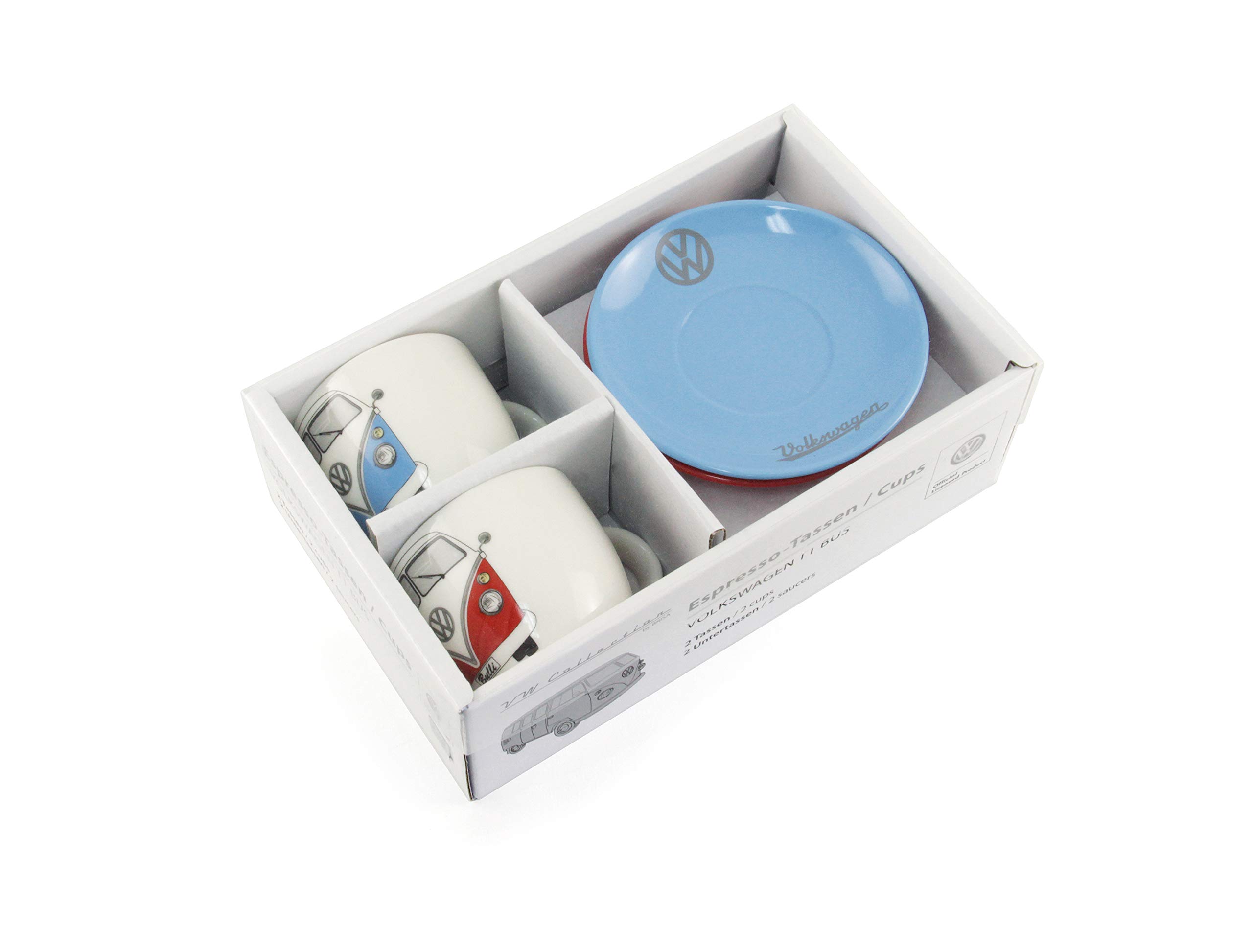 BRISA VW Collection - Volkswagen Espresso Cups Coffee-Tea-Cappuccino Set in T1 Bus Design (Bus Front/2 Colors/2-Piece Set/100ml/3.4 fl oz)