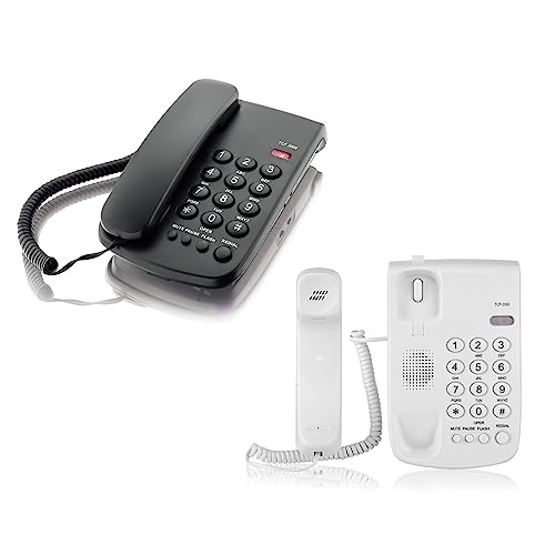 Corded Phone Desktop Fixed Telephone Wall Mountable Landline Phone for Redial/Pause/Flash/Hold Tone Adjustable Desk Phone Fixed Telephone TCF2000 Business Office Telephones House Hold Guest Room