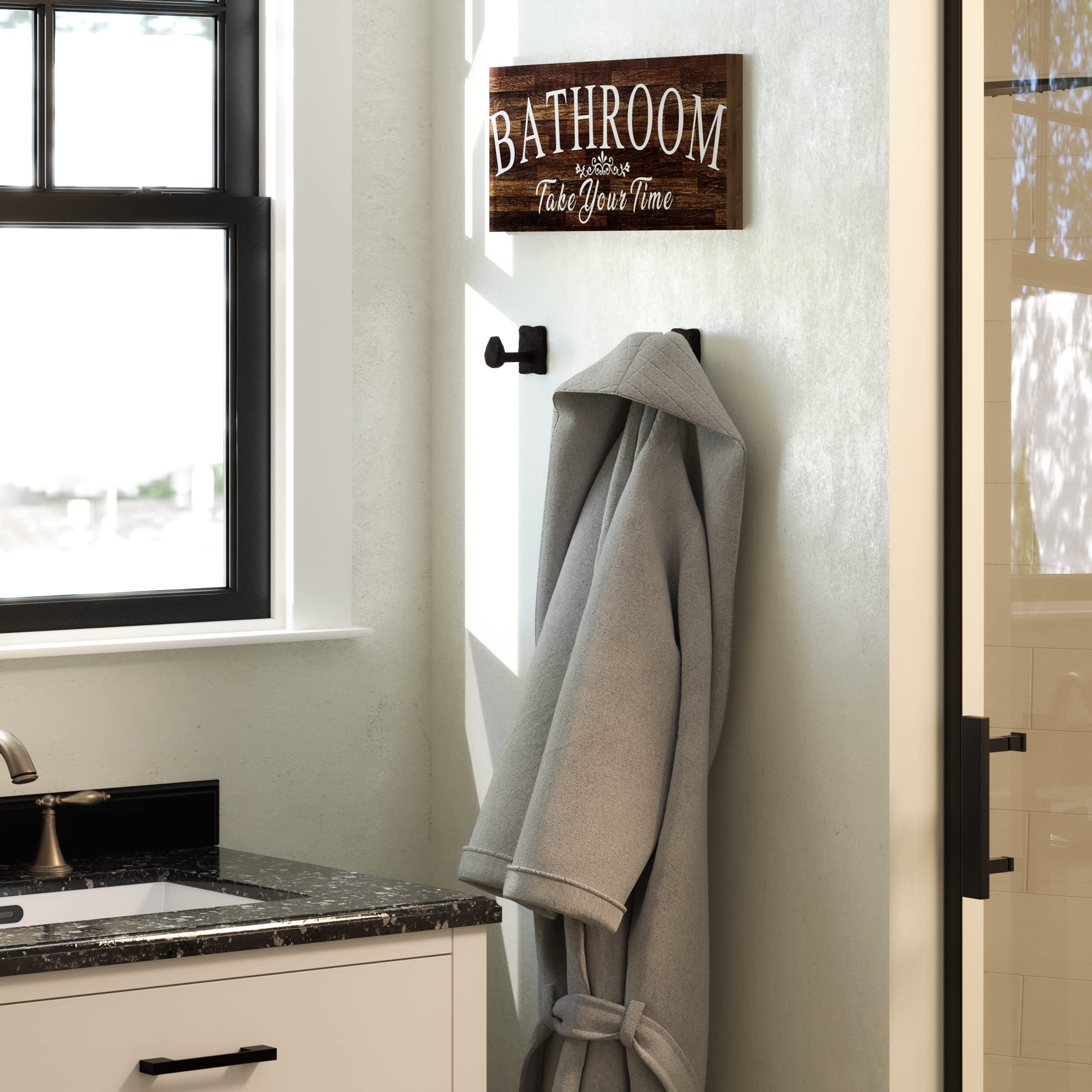 Rustic State Motris Wall Mount Cast Iron Hooks Coat Towel Bag Hat Hanger Multiuse Entryway Railroad Spike Rack Black Set of 4