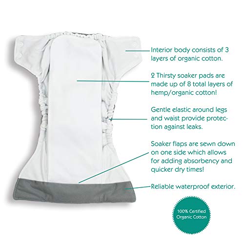 Thirsties Natural One Size All in One Reusable Cloth Diaper, Snap Closure, Adventure Trail