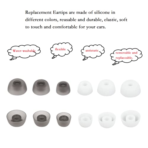 Earbud Replacement Tips Compatible with Jabra Elite 75t Headphone,6 Pairs Earbud Silicone Tips Compatible with Soundcore Liberty、Truengine Se、Echo Buds Ect.