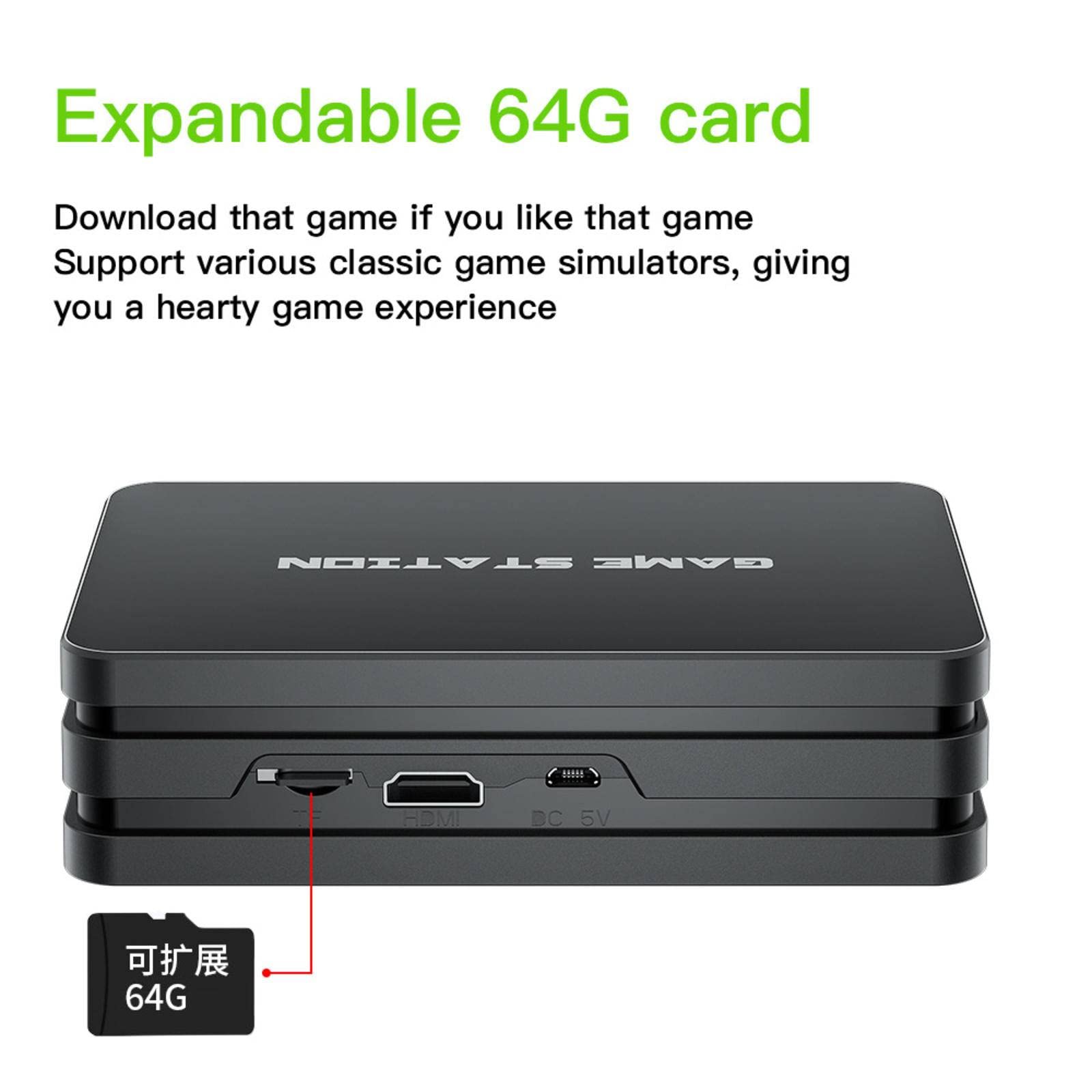 NC Video Game Console Quad-Core HDMI TV Home Handheld Game Console Simulator 2.4G, 10000+ Games, with Game Handle