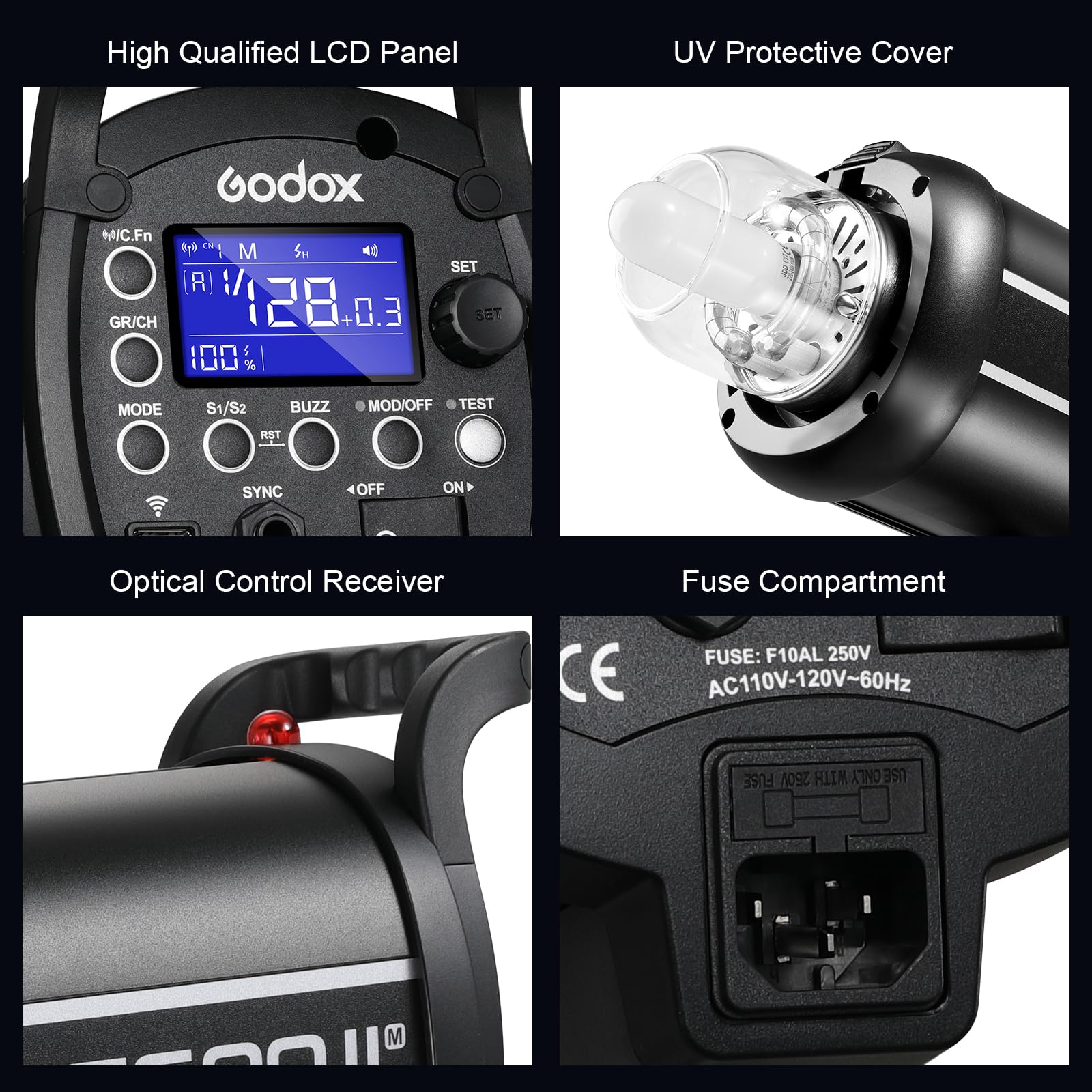 Godox 3 Pack QT600II 1800Ws 2.4G TTL Speedlite Studio Flash Strobe Light Bowens Mount Kit,GN76 1/8000s HHS,Recycle in 0.05-0.9 Sec for Studio Shooting, Location and Portrait Photography