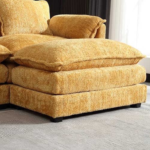 Convertible Modular Sectional Sofa with Chaise Lounge, L Shaped Free Combination Chenille Upholstery Boucle Cloud Couch with Solid Wood Legs,Corner Sofa&Couch for Living Room Furniture Sets