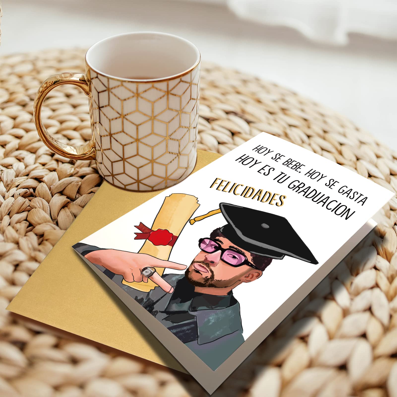Chenive Bad Bunny Graduation Card for Him Her, Funny Graduation Greeting Card, Bad Bunny Grad Card In Spanish, Felicidades Hoy Es Tu Graduation