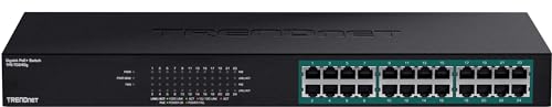 TRENDnet 24-Port Gigabit PoE+ Switch, 24 x Gigabit PoE+ Ports, 370W Power Budget, 48Gbps Switch Capacity, RackMount Kit Included, Ethernet Network Switch, Metal, Lifetime Protection, Black, TPE-TG240G