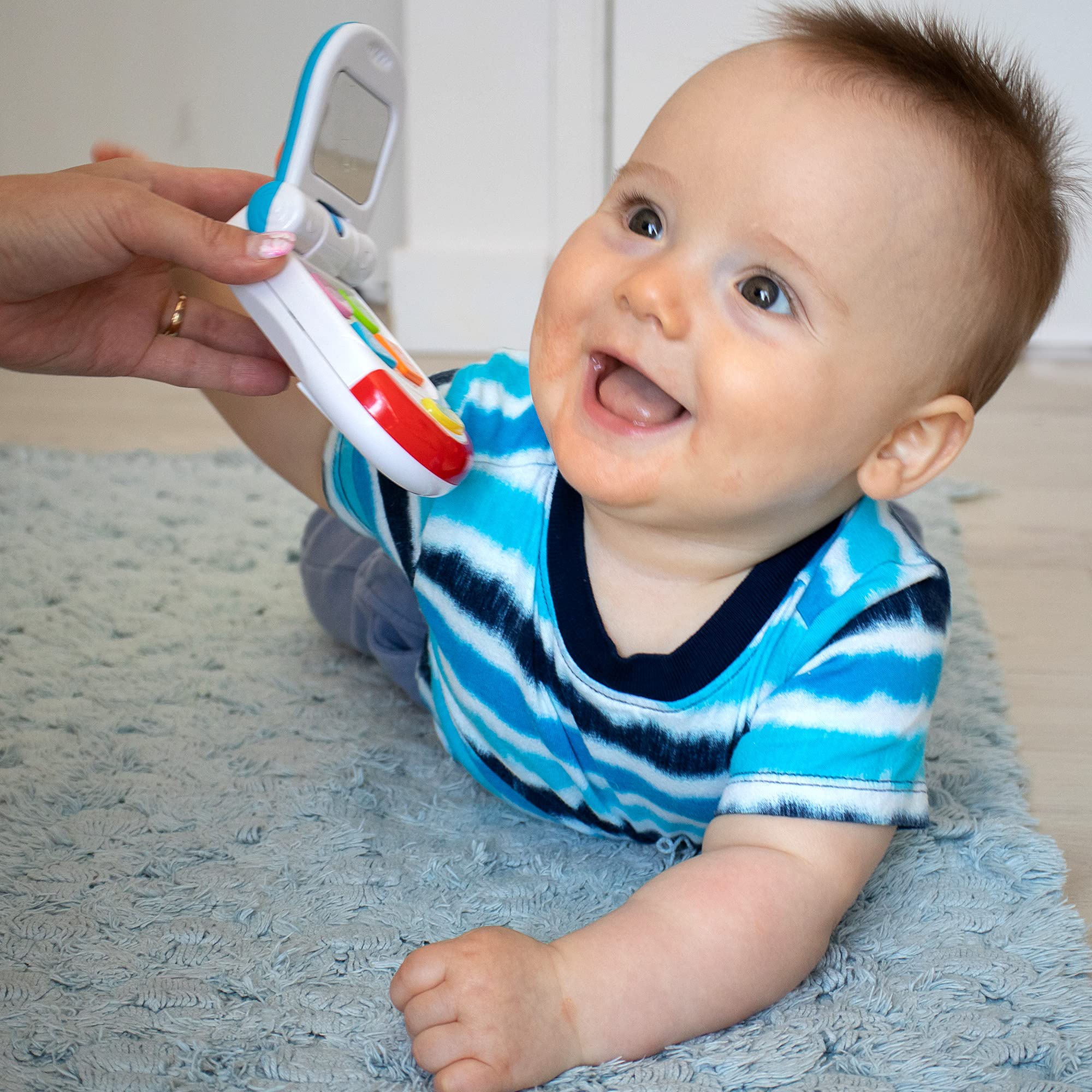 Baby Toy Flip Phone β 4 Interactive Sound and Music Buttons Plus Realistic Ringtone β Includes a Mirror and Fun Light Effects β Smartphone Toy for Babies 3+ Months β ASTM Certified