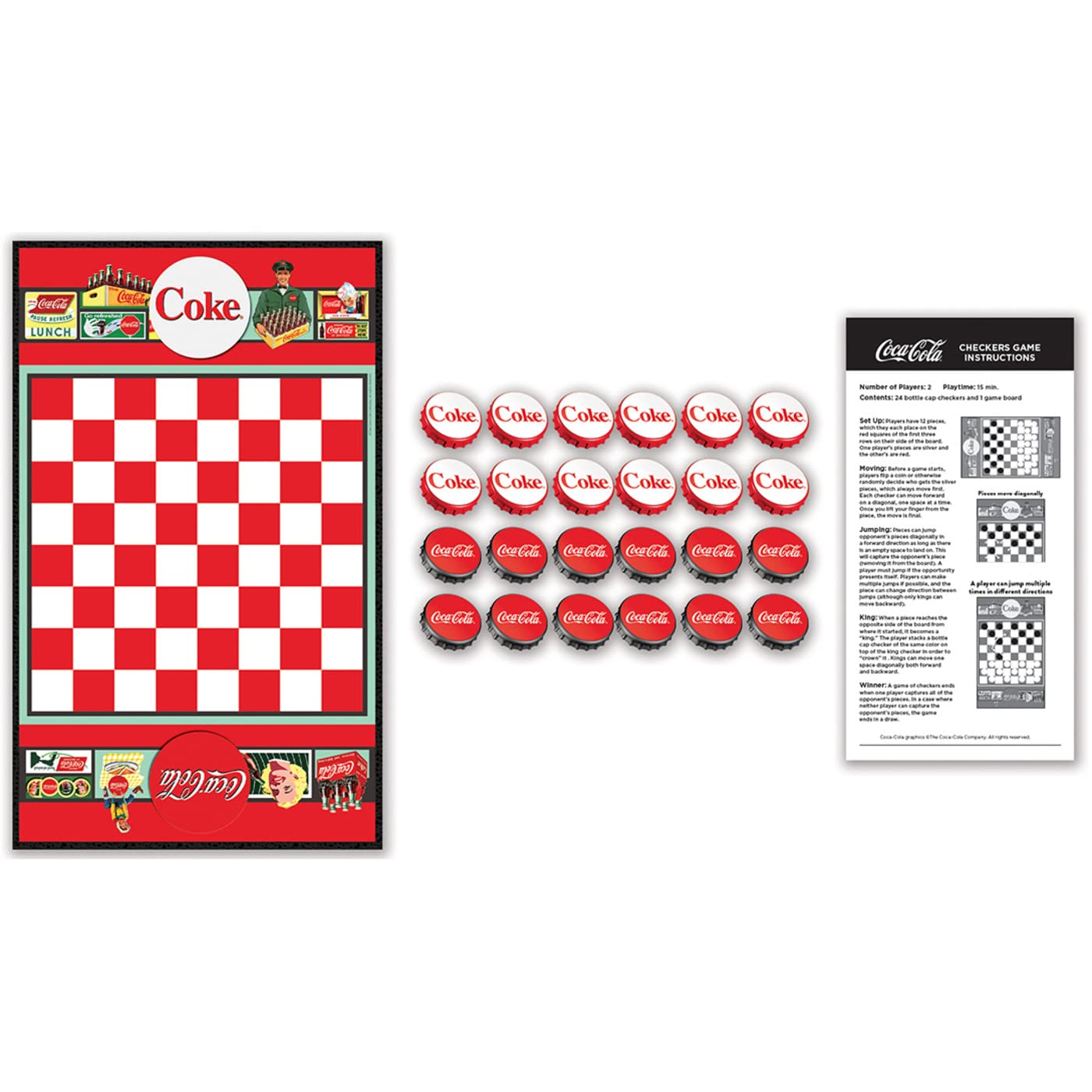 MasterPieces Family Game - Coca-Cola Checkers - Officially Licensed Board Game for Families