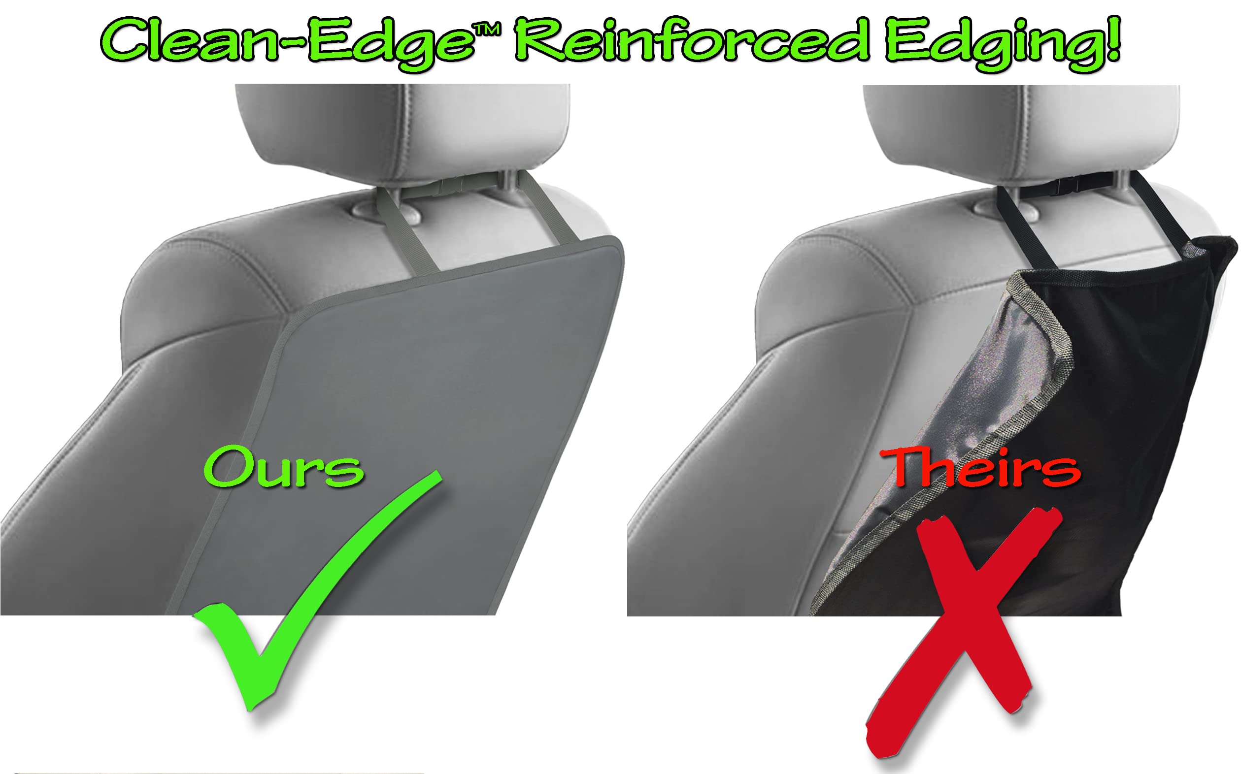 TIKE SMART Luxury Clean-Edge Kick Mat - Seat Back Protector and Seat Cover with Invisible Strap and Stiff Edging (1 Mat)