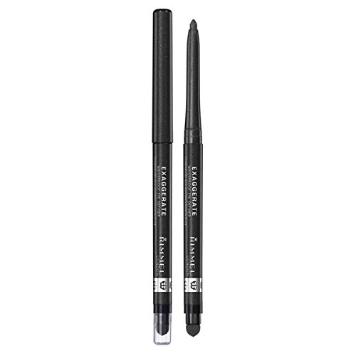 Rimmel London Exaggerate Waterproof Eye Definer Eyeliner, Highly Pigmented, Long-Wearing, Built-In Smudger, 263, Starlit Black, 0.01oz