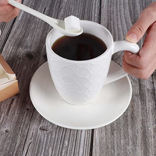 Hoikwo Gifts Mugs, White Stylish Coffee Mugs Set of 6, 11.8 Oz White Ceramic Stoneware Different Patterns Mugs Cups with Handle for Coffee, Tea, Cocoa, Milk, Compatible with Various Kitchen
