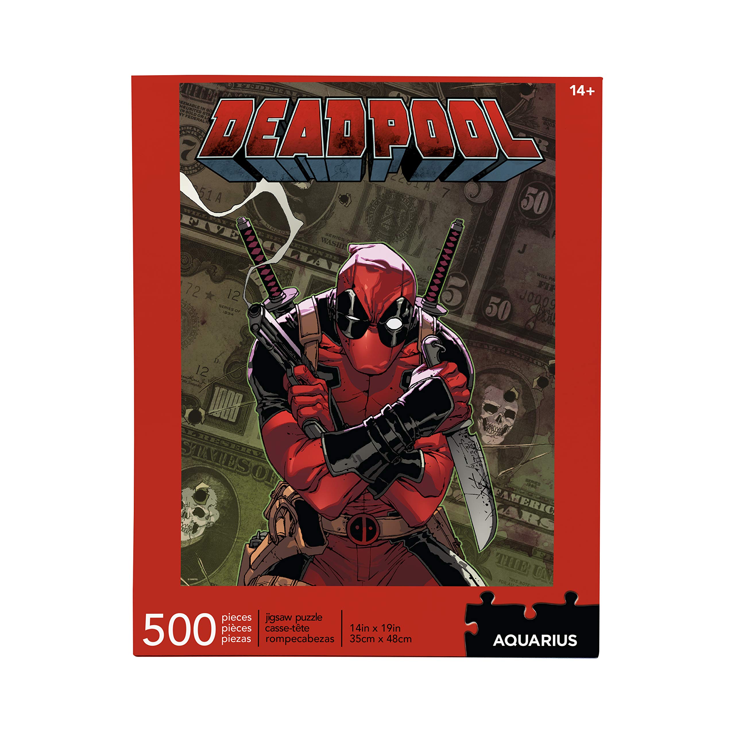 AQUARIUS Marvel Puzzle Deadpool (500 Piece Jigsaw Puzzle) - Officially Licensed Marvel Merchandise & Collectibles - Glare Free - Precision Fit - Virtually No Puzzle Dust - 14 x 19 Inches