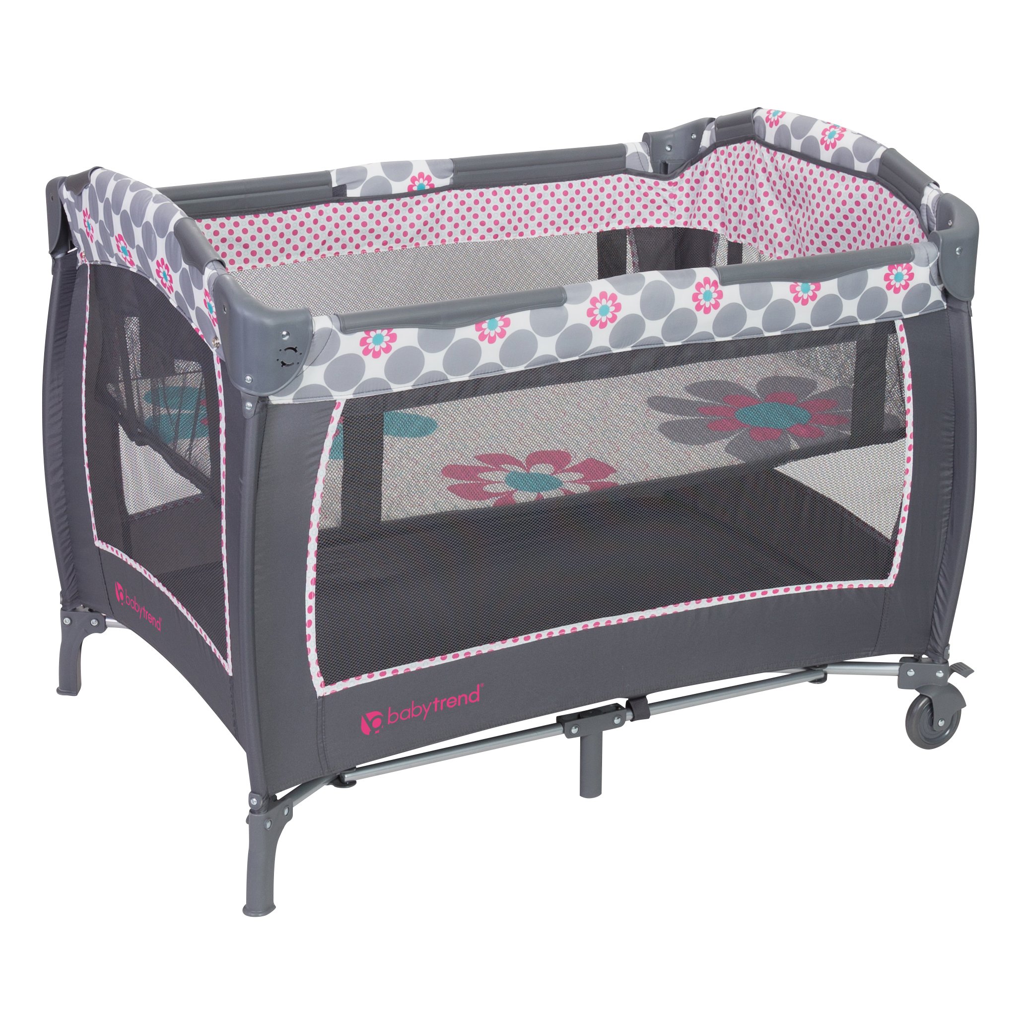 Baby Trend Skyline 35 Travel System, Starlight Pink and Baby Trend Lil' Snooze Deluxe II Nursery Center, Daisy Dots