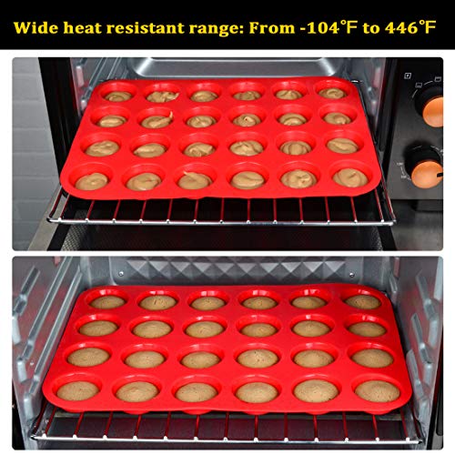 CAKETIME 24 Cups Mini Muffin Pan, 7 Cups Round Regular Muffin Pan for Air Fryer, Oven, Microwave