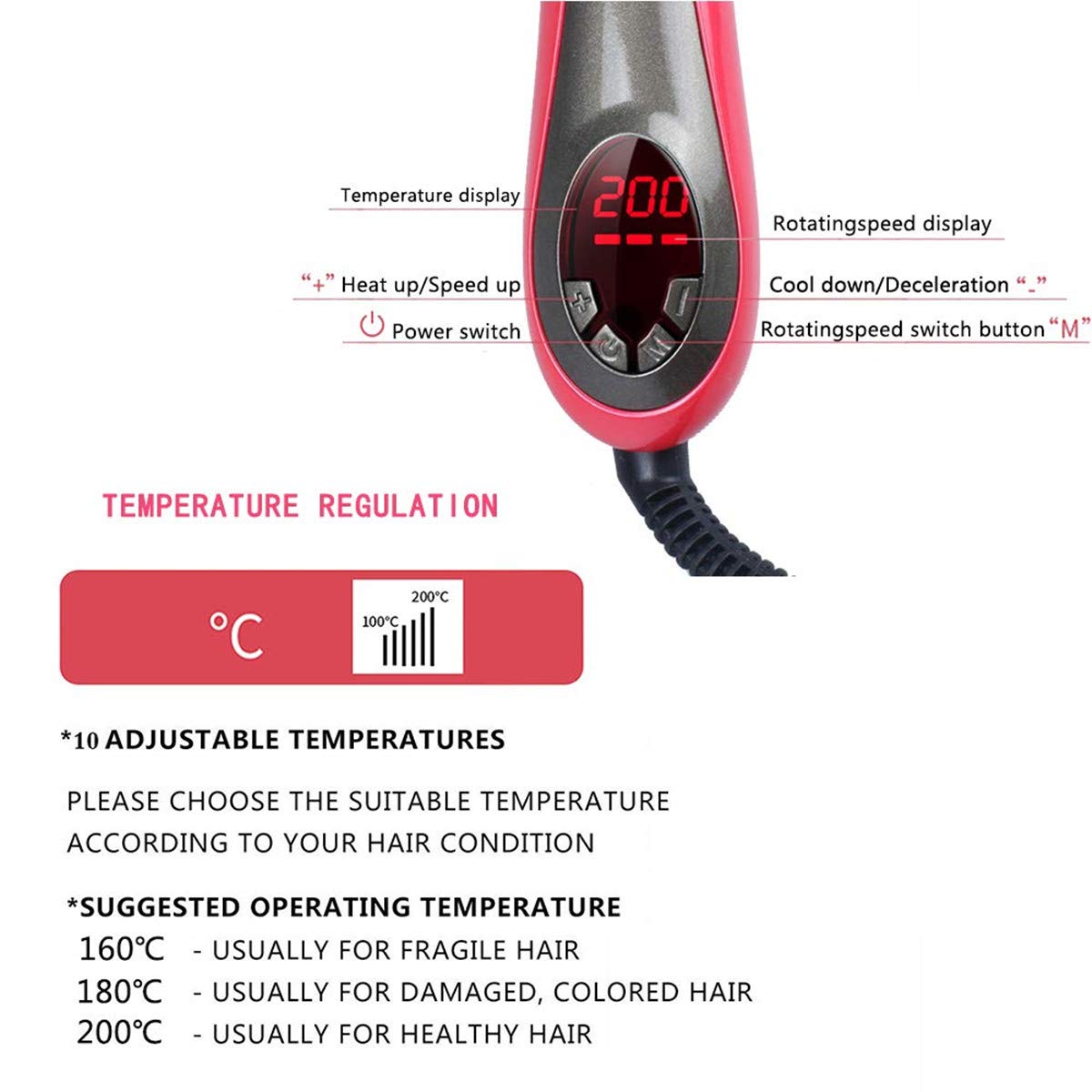 Automatic Hair Curling Iron 2 in 1 Hair Straightener Curler 1 to 1.2 Inch Spinning Hair Wand with Automatic Rotation for All Hiar Type Ceramic Flat Iron Auto Rotating Spiral(for Long Hair ONLY)