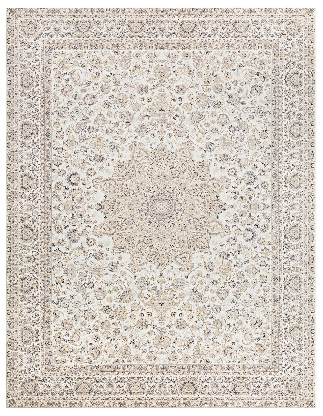 Area Rug Living Room Rugs: 5x7 Large Machine Washable Non Slip Thin Carpet Soft Indoor Luxury Floral Stain Resistant Carpets for Under Dining Table Farmhouse Bedroom Nursery Home Office Beige