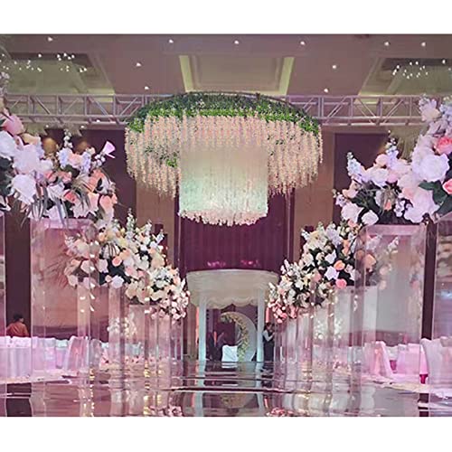 LUZOGA 25 Pack (90.2FT) Artificial Wisteria Flowers Fake Vine Ratta Hanging Garland Silk Flowers String for Home Party Garden Wedding Decor(Light Pink)