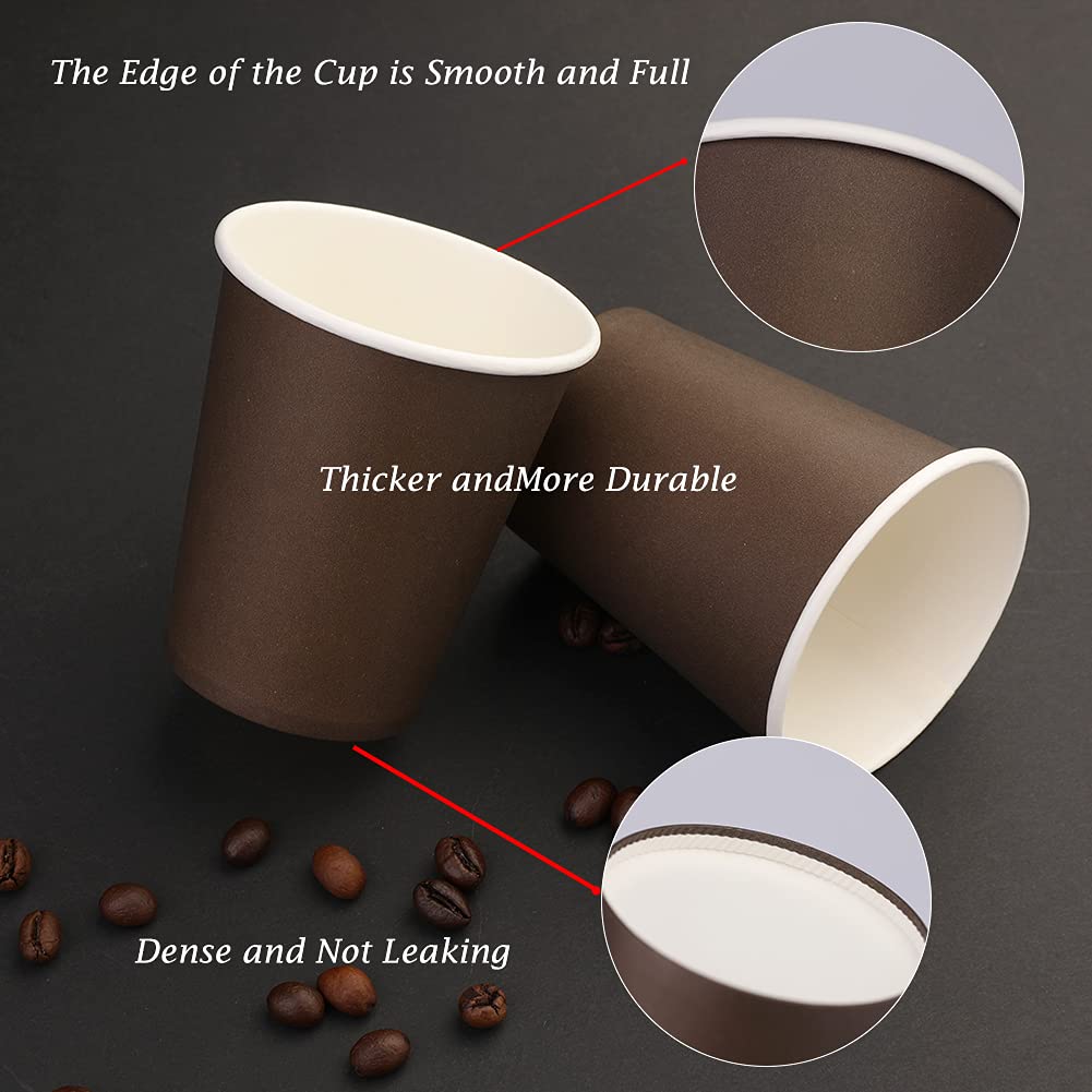 BALDCC 75 Packs of Brown Paper Hot Cups, 8 oz Disposable Paper Cups, Hot Coffee Cups, Beverage Cups, Suitable for Offices, Home Kitchens, Coffee Shops(Brown)