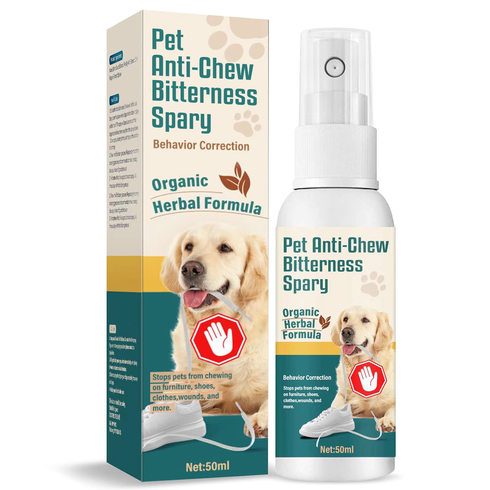 Bitter Spray for Dogs to Stop Chewing, Cat Deterrent Spray, Training Corrector for Puppies,Dogs and Cats, Natural Based and Safe for Pets