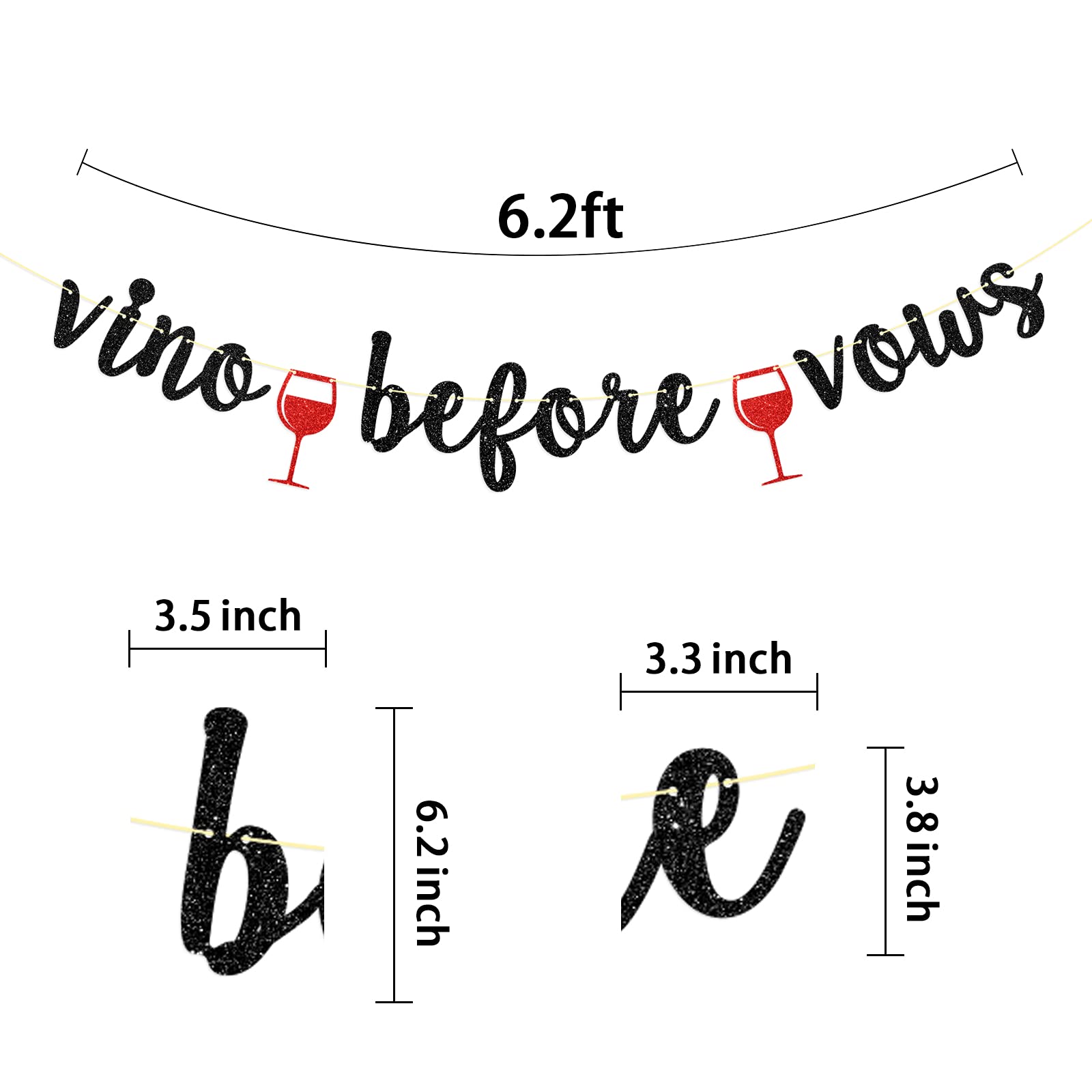 Dill-Dall Vino Before Vows Banner, Bridal Shower Banner, Bridal Shower/Bachelorette Wine Winery Party Decorations (Black)