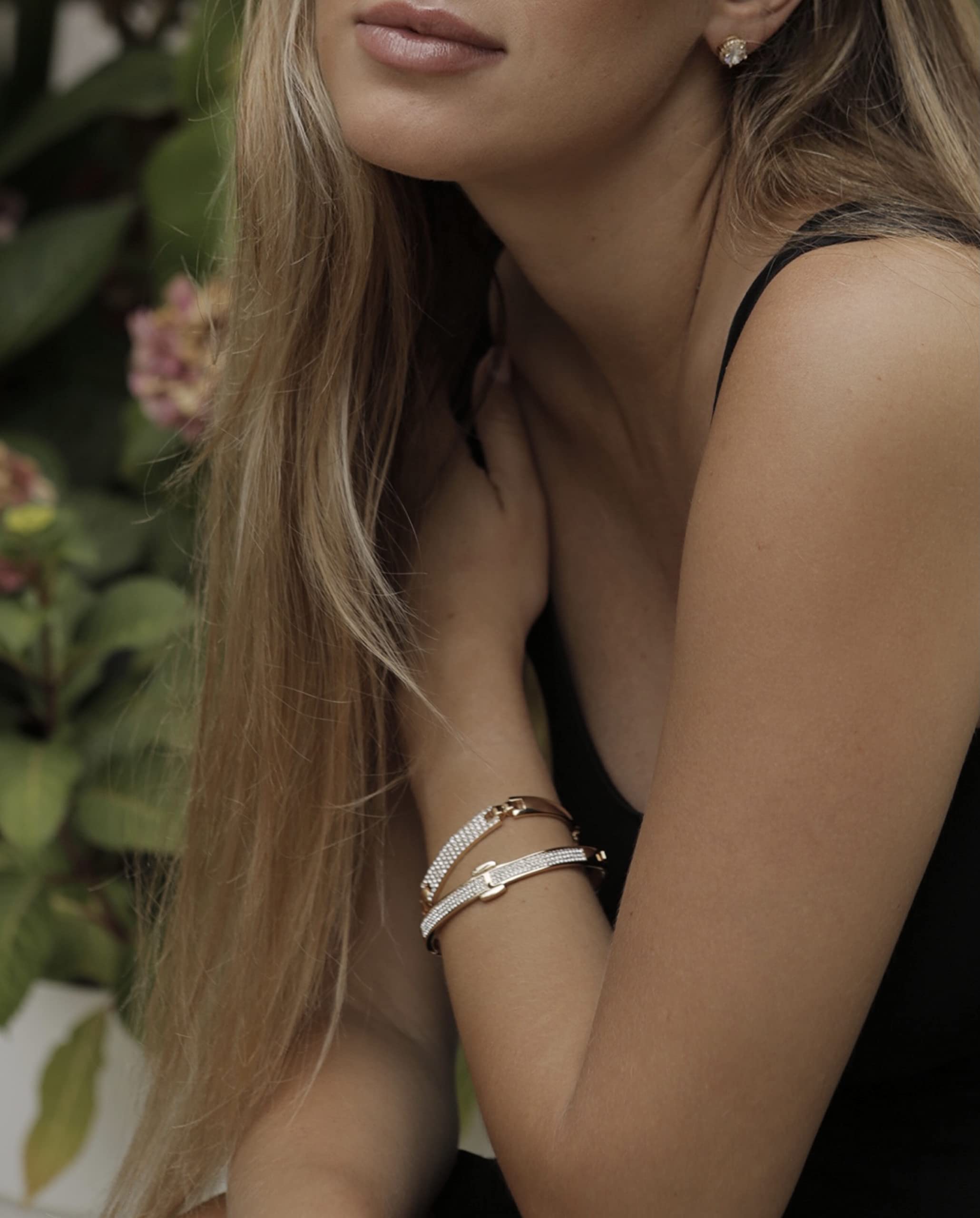 Barzel 18K Gold Plated Crystal Bracelet for Women (Gold)