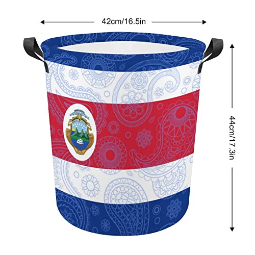 Costa Rica Paisley Flag Large Laundry Basket Hamper Bag Washing with Handles for College Dorm Portable