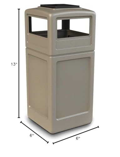 Commercial Zone 38-Gallon Square Waste Container with Ashtray Dome Lid Color: Beige (73300299)