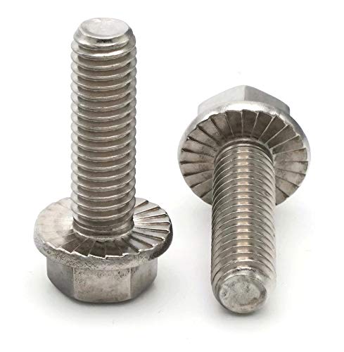 Hex Flange Serrated Cap Bolt Screws 18-8 Stainless Steel - 10-24 x 1 - Qty 25