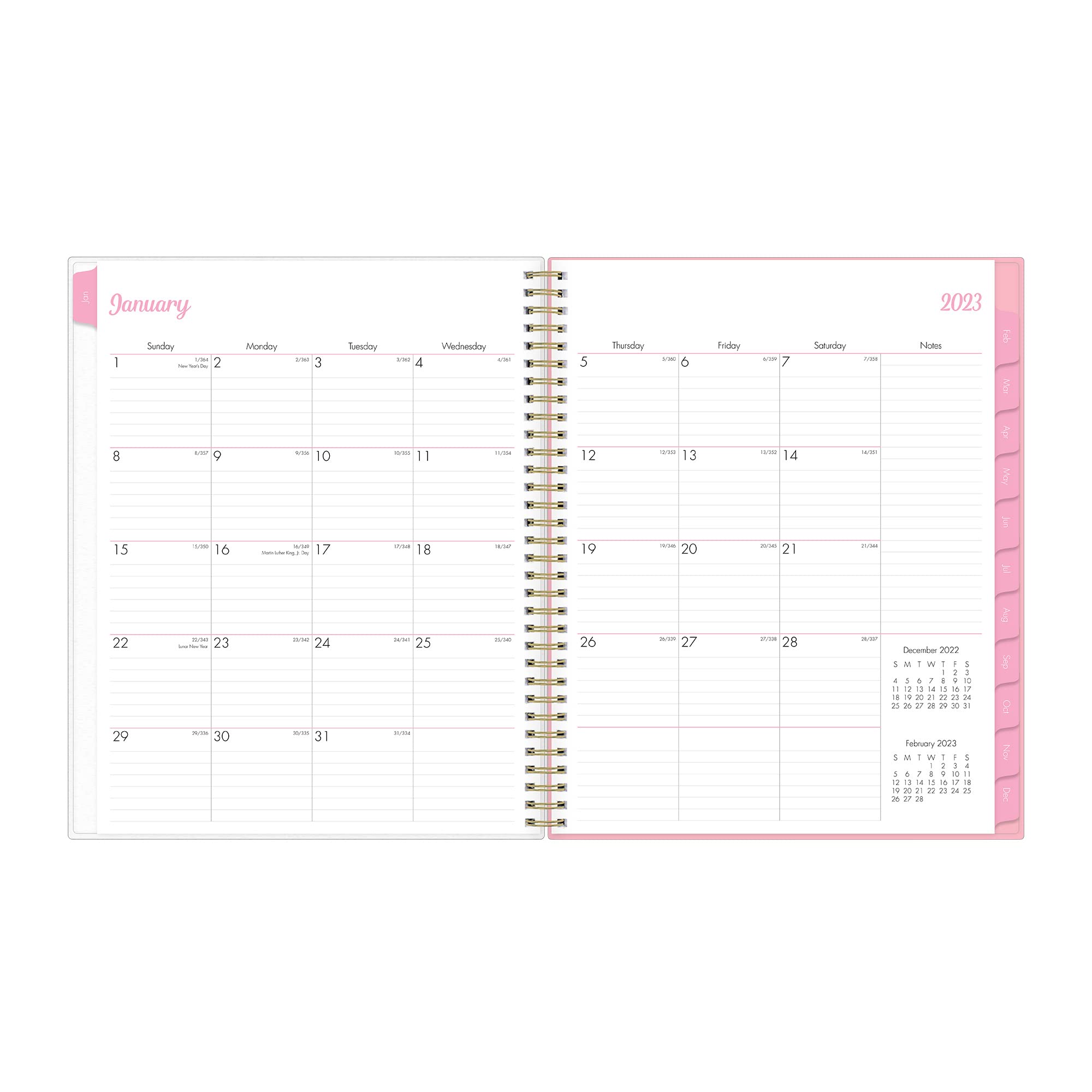Blue Sky 2023 Weekly and Monthly Planner, January - December, 8.5" x 11", Frosted Cover, Wirebound, Mimi Pink (137264-23)