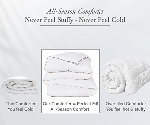 California Design Den King Size Comforter Duvet Insert - Luxury All-Season Down Alternative, Quilted Extra Fluffy, Soft, and Cooling, Machine Washable with Corner Tabs - White