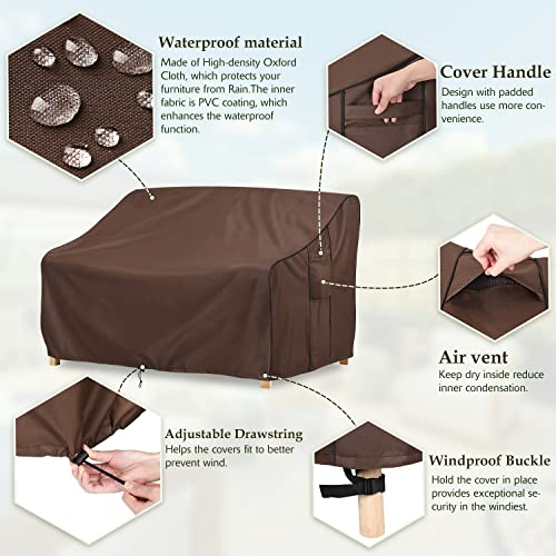 BRIVIC Patio Furniture Covers Waterproof for Sofa, Outdoor loveseat Covers Fits up to 54W x 38D x 35H inches, Brown