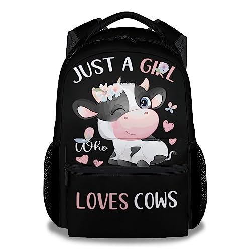 CUSPCOD Cow Backpack for Girls Boys, 16 Inch Backpacks for School, Cute, Adjustable Straps, Durable, Lightweight, Large Capacity Bookbag for Kids
