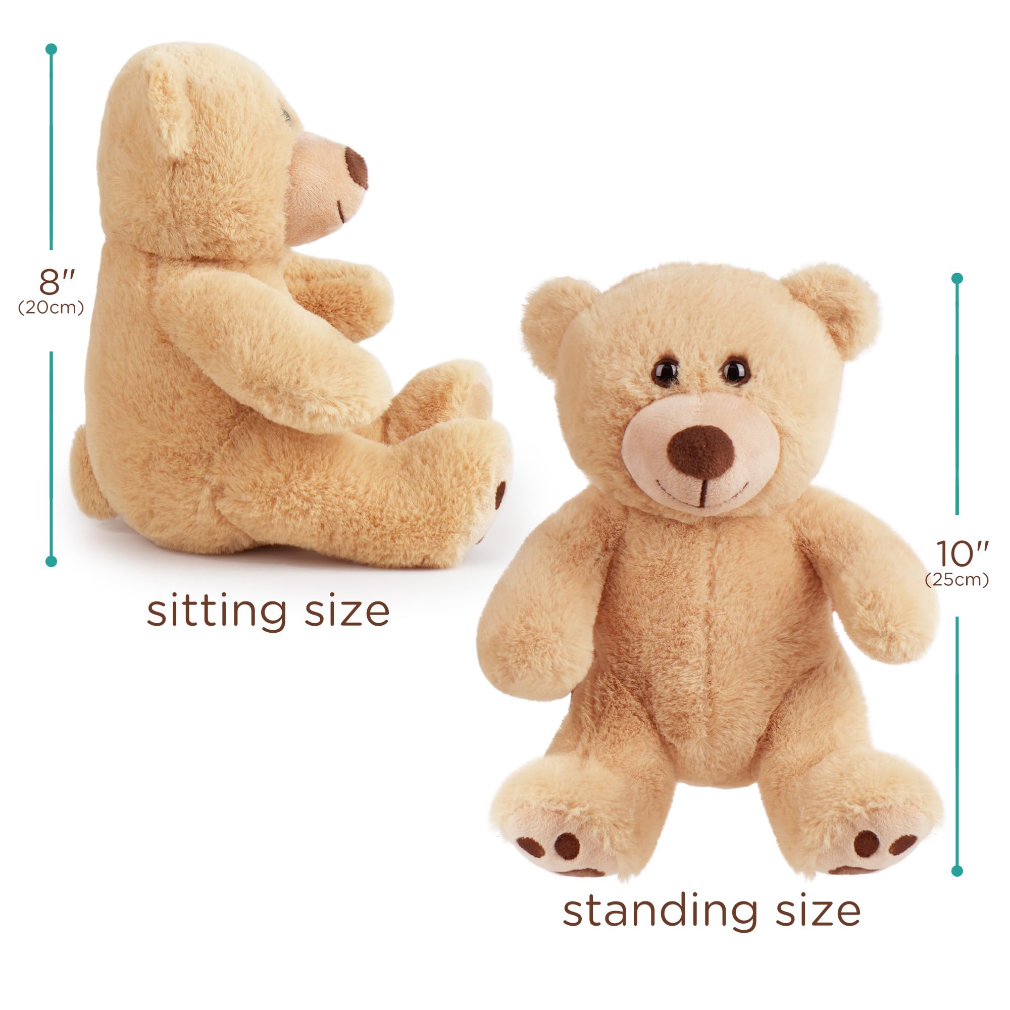 LotFancy Teddy Bear Stuffed Animal, 8 inch Brown Teddy Bear Plush Toy, Valentines Day Gifts for Girlfriend, Birthday for Kids