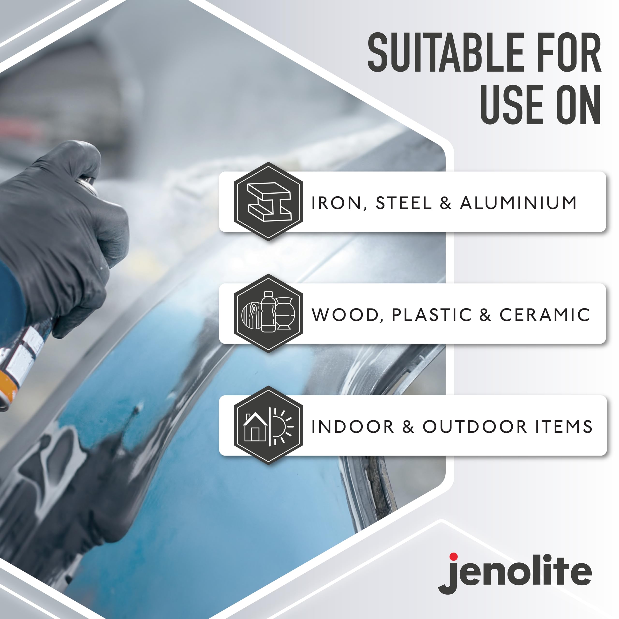 JENOLITE Directorust Satin Spray Paint | BLACK | 400ml (13.52fl oz) | Semi-Gloss Spray Paint | Wood, Metal, Plastic, Ceramic & Rusted Surfaces | Interior & Exterior Use | RAL 9005