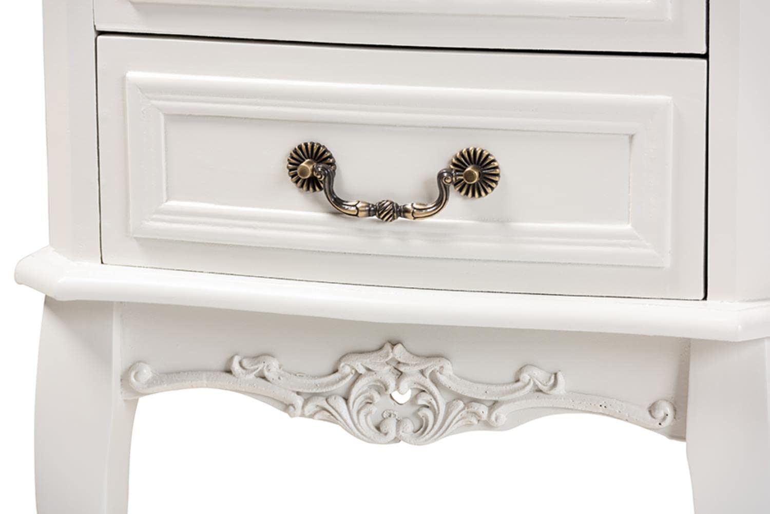 Baxton Studio Gabrielle Traditional French Country Provincial White-Finished 2-Drawer Wood Nightstand