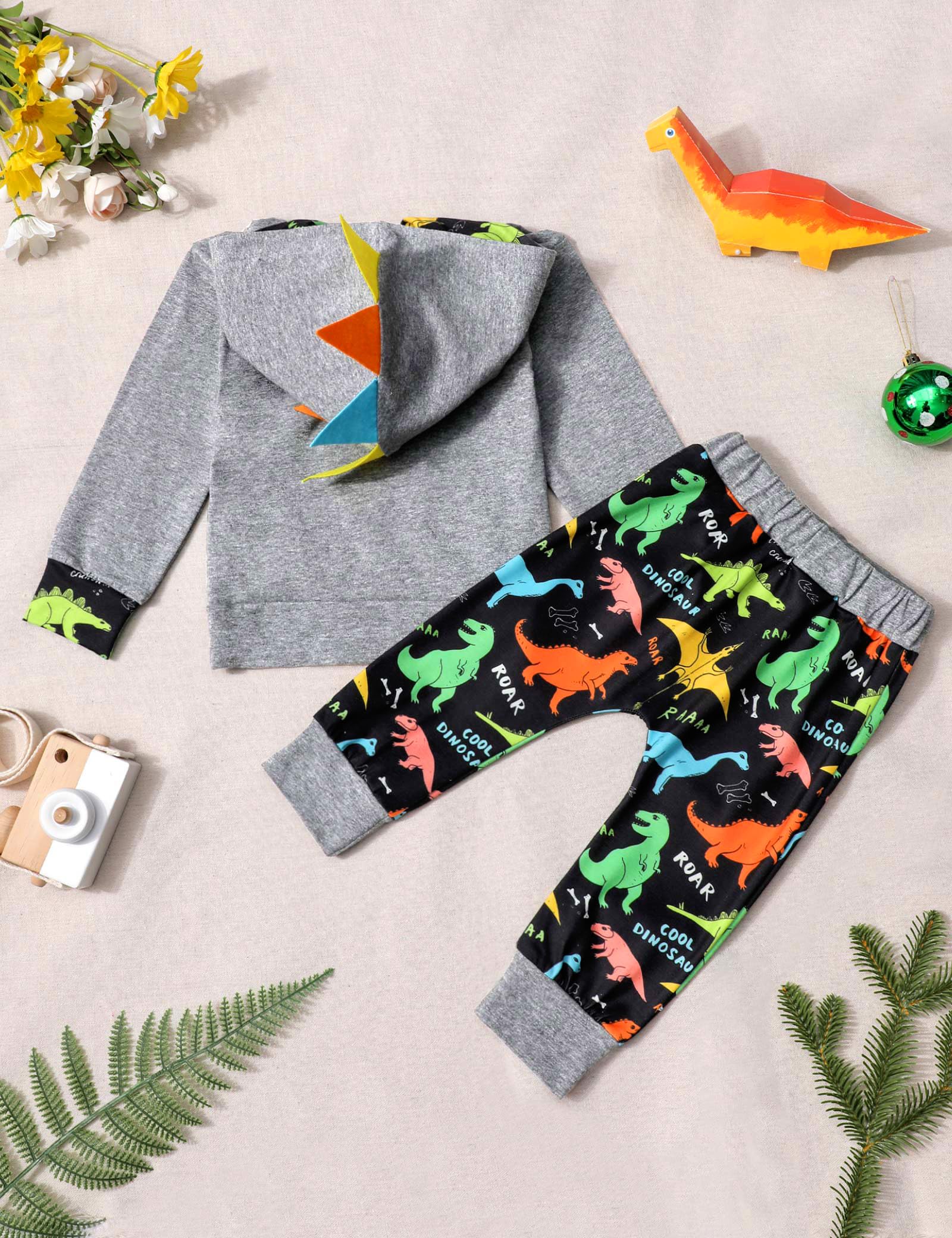 BAVADER Toddler Boy Clothes 18 24 Months Boy Clothes Mama's Boy Dinosaur Long Sleeve Hoodie Pant Sets Toddler Clothes for Boys