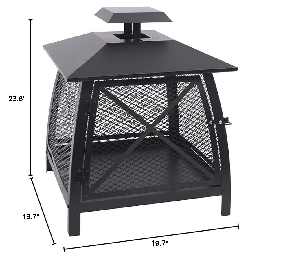 Blue Sky Outdoor Living WBF20 20” Square Wood Burning Outdoor Fireplace with 360-Degree View