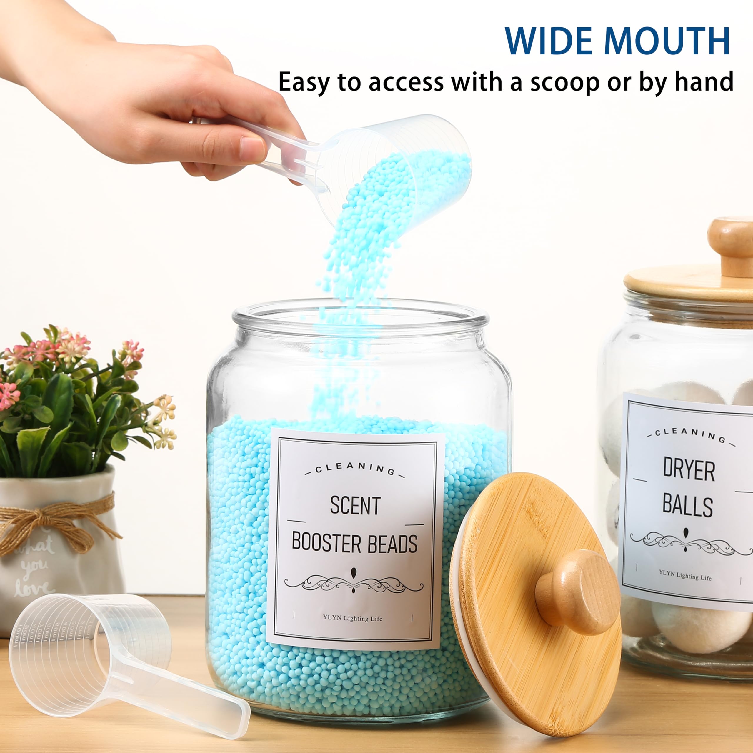 Laundry Pods Container With Airtight Bamboo Lid,Glass Jars for Laundry Room Organization Jar. Dishwasher pods container.1/2 Gallon Laundry Jars for Detergent Powder,Scent Boosters,Laundry Room Storage