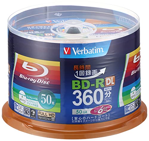 Verbatim VBR260RP50SV1 Verbatim Single Recording Blu-ray Disc BD-R 50GB 50 Sheets White Printerable Double Layer 1-6x Speed
