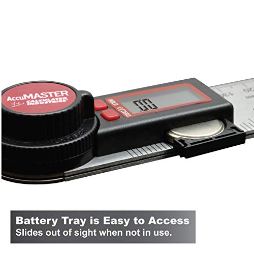 Calculated Industries 7455 AccuMASTER Digital Protractor Angle Finder Ruler for Crown, Trim, Woodworking | 7 Inch Stainless Steel Blade | Hold and Zero Function | Includes Battery, Protective Case