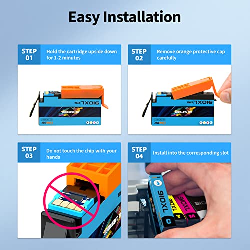 Compatible HP 910XL Ink Cartridges Combo Pack Replacement for HP 910 910XL, Work for HP OfficeJet Pro 8025 8025e 8028 8028e 8035 8035e Printers, 4-Pack of HP Ink 910XL Black and Color Combo Pack
