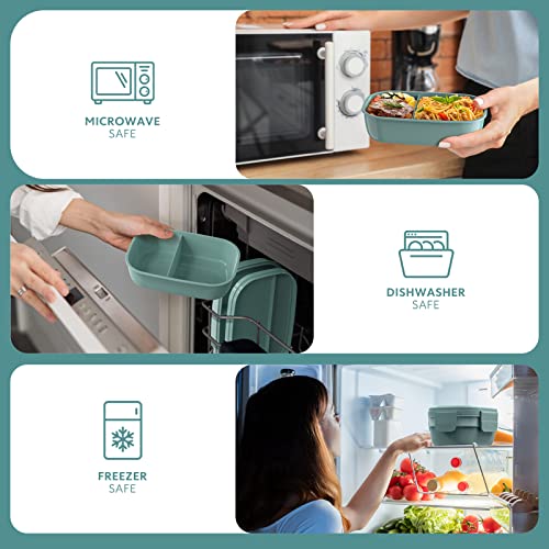HOMETALL Bento Box Adult Lunch Box,3 Stackable Bento Lunch Containers for Adults, Modern Minimalist Design Bento Box with Utensil Set, Leak-Proof Lunchbox Bento Box for Dining Out, Work, Picnic